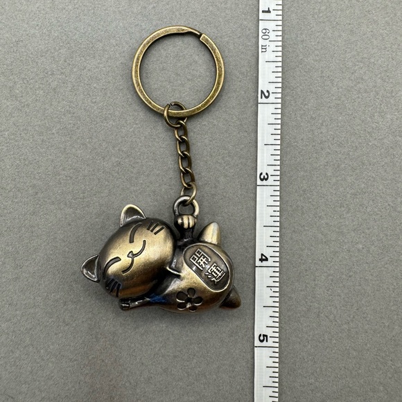 Accessories | Brass Lucky Cat Manekineko Fortune Cat Keychain | Poshmark
